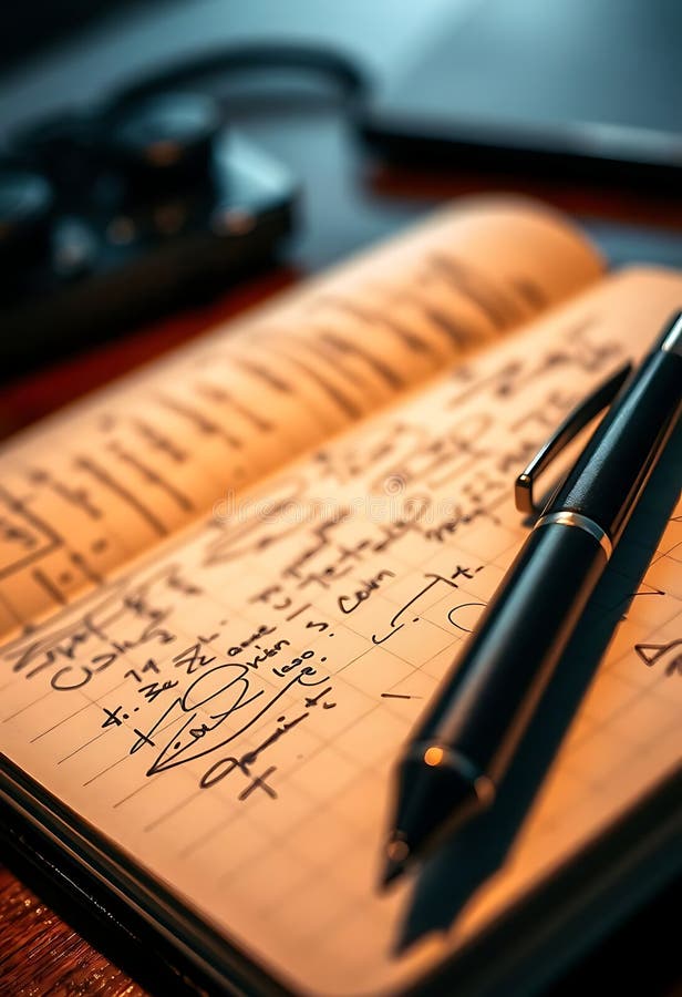 Notebook with a Pen on Top of it Stock Illustration - Illustration of ...