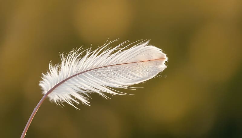 White Feather on a Stem with Blurry Background Stock Illustration ...