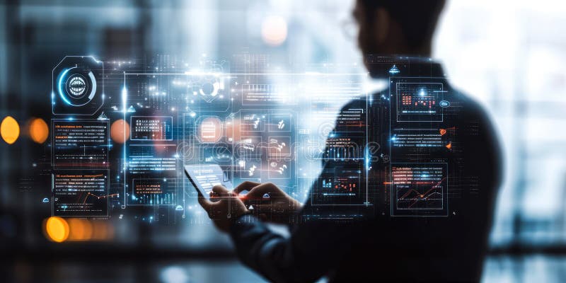 Focused Professional Completing Tasks on a High-tech Virtual Checklist ...