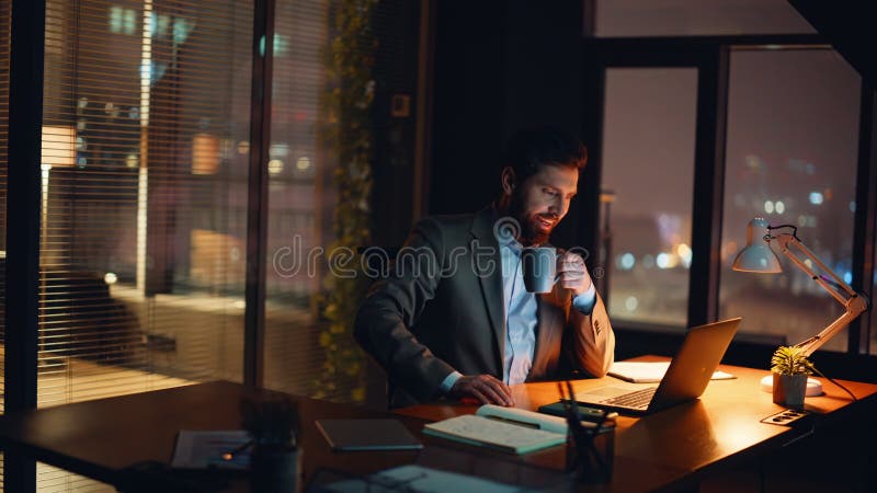 Focused Professional Organizing Ideas during Night Shift Inside Quiet ...