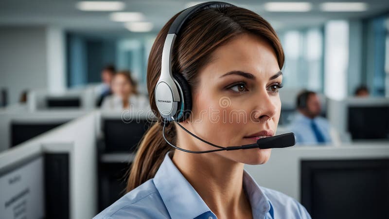 Focused Professional Provides Customer Support in a Busy Call Center ...