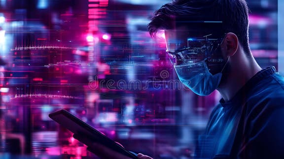 Focused Programmer in a Futuristic Setting Generated Using AI. Stock ...