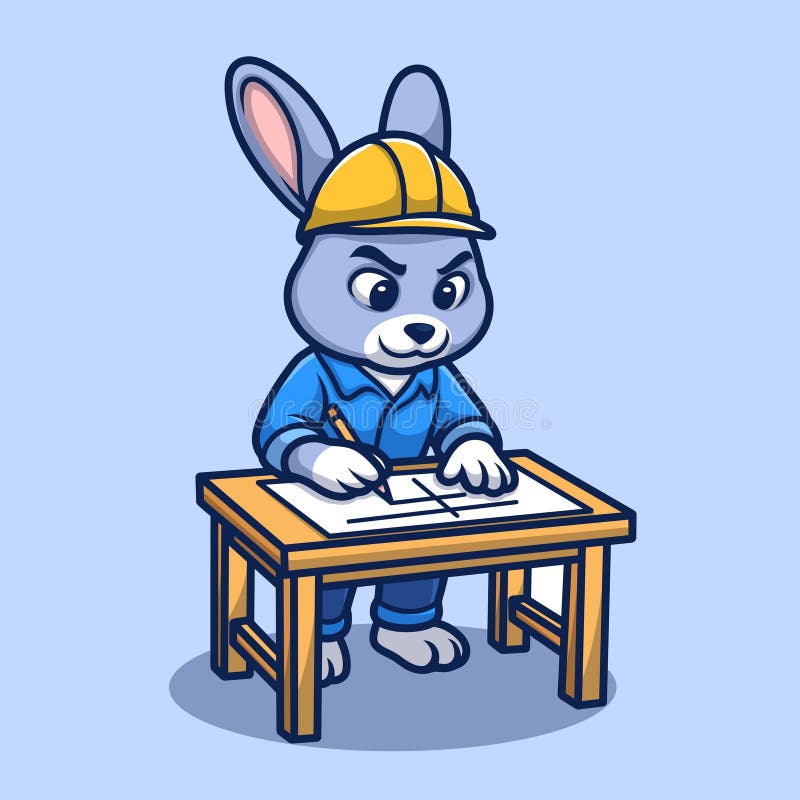 Focused Rabbit Architect stock vector. Illustration of workspace ...