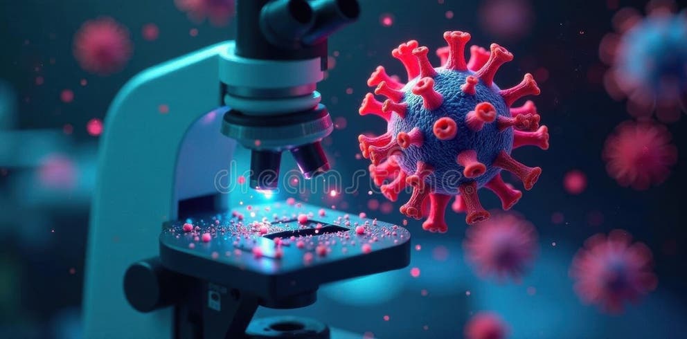 Focused Researcher Studies Coronavirus Sample Under Microscope ...