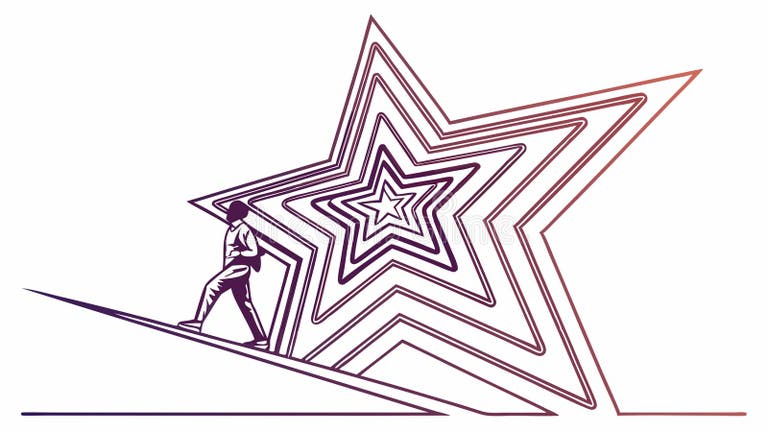 Focused Runner on Abstract Star Shaped Platform, Vector Design ...
