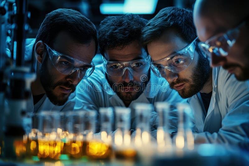 Focused Scientists Examining Experiments in a Modern Laboratory Under ...