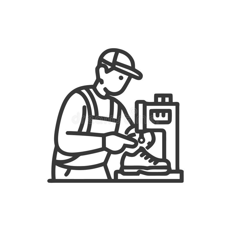 Shoe Repairman Working on a Shoe, Using Professional Tools Stock Vector ...