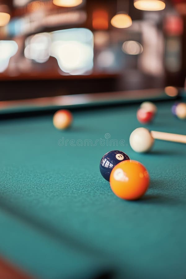 A Focused Shot of a Billiard Table with Balls Ready for a Game in a ...