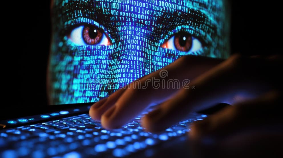 A Focused Shot of an Employees Fingers Typing on a Keyboard with Coding ...