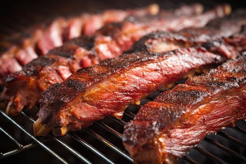 Focused Shot of Smoked Ribs with Visible Grill Marks Stock Illustration ...
