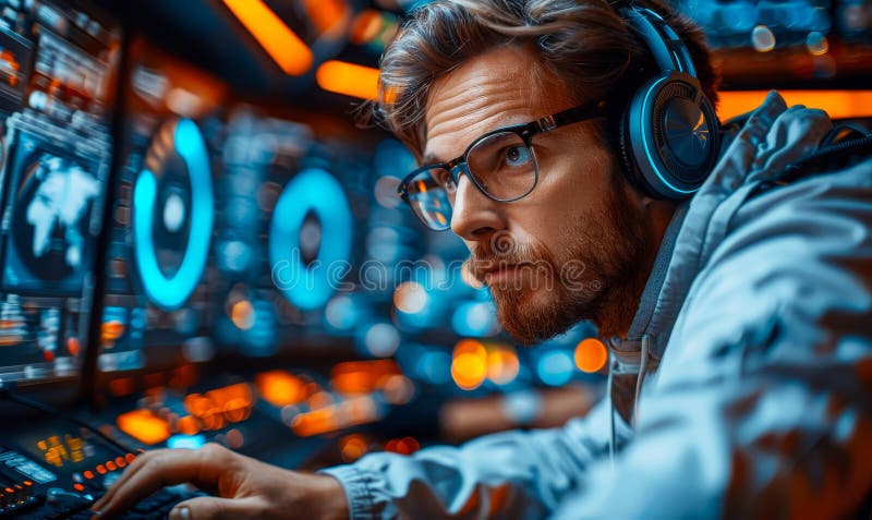 Focused Software Engineer Working on Game Development Budget Analysis ...