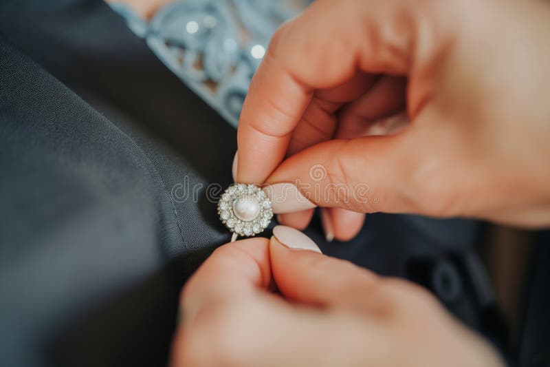 Focused on a Sparkling Award Pin Being Attached To a Lapel Stock Photo ...