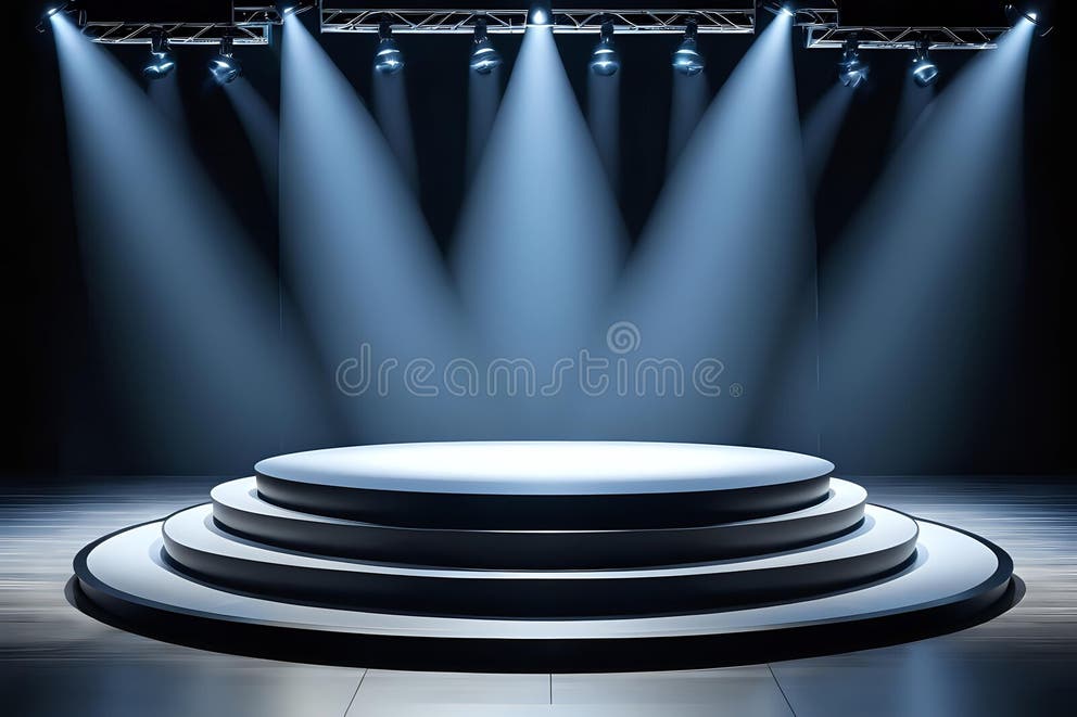Focused Spotlights Highlighting a Podium on Stage for a Dramatic ...