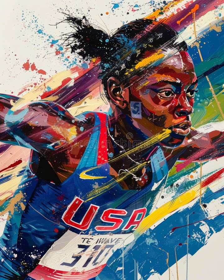 Focused Sprint: USA Runner in 800m Athletics Competition Stock ...