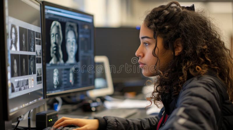 Computer Science Student Developing Facial Recognition Software on Computer Stock Photo - Image ...
