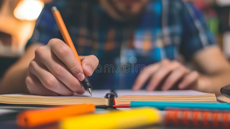 Focused Student Engaged in Study Session Stock Illustration ...