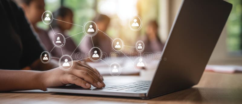 Engaged Student Using Laptop in Online Learning Environment for ...