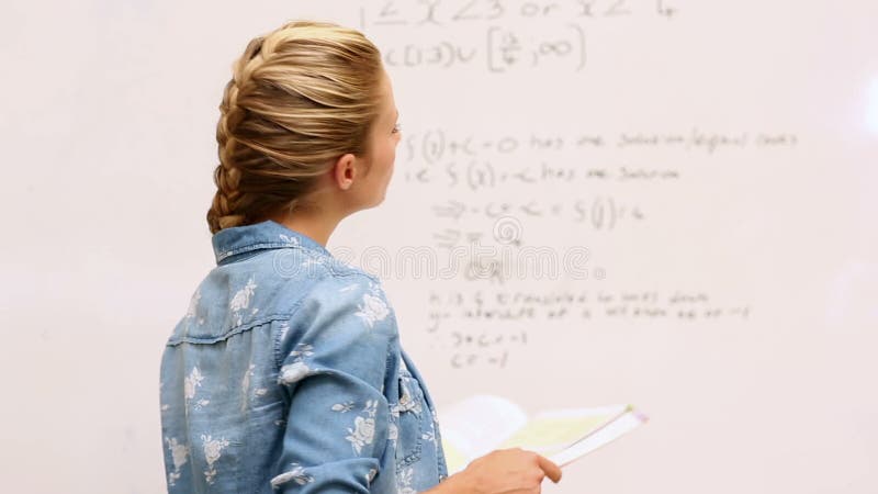 Focused Student Look at Math on Whiteboard in Classroom Stock Video ...