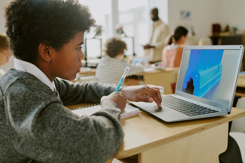 Focused Student Participating in Interactive Classroom Learning Stock ...