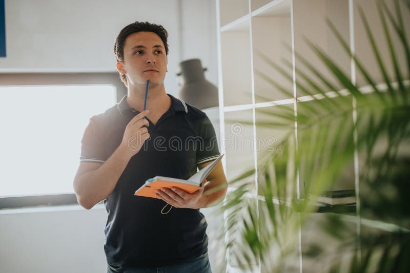 Focused Student Taking Notes in Modern Library Environment Stock Photo ...