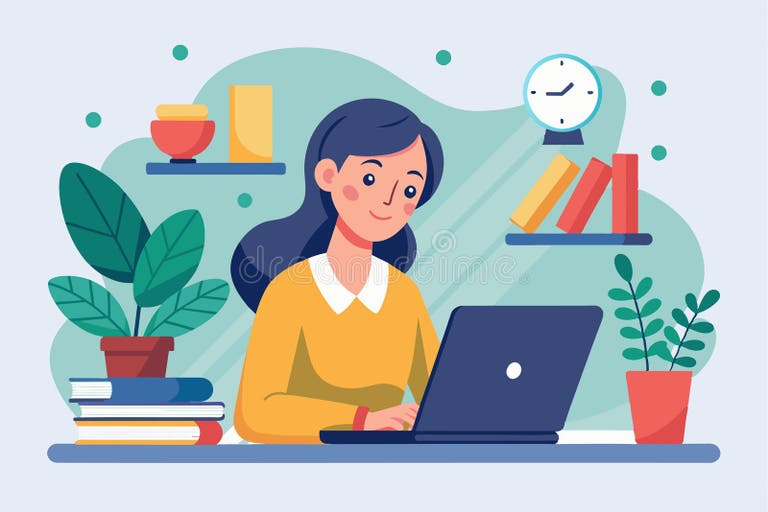 Student Female Study Stock Illustrations – 41,846 Student Female Study ...