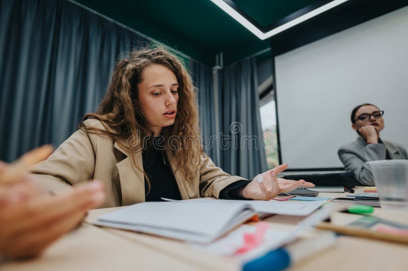 Focused Students Engaged in a Classroom Discussion Setting Stock Image ...