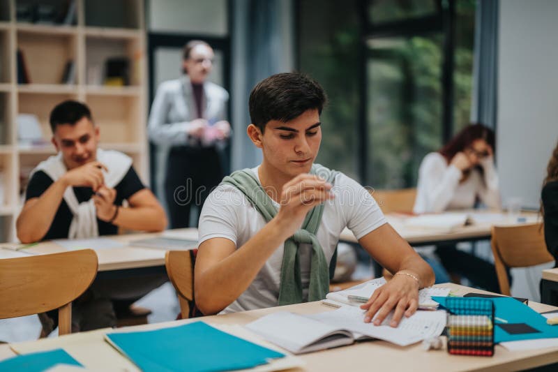Focused Students Engaged in Classroom Learning Environment Stock Image ...