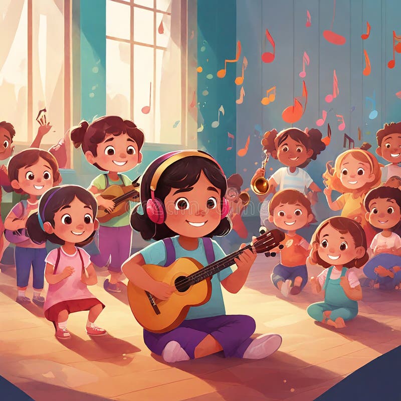 Focused Students in a Music Class Stock Illustration - Illustration of ...