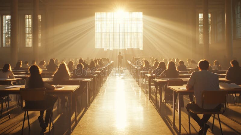 Focused Students in an Organized Exam Hall Taking Their Final Exams ...