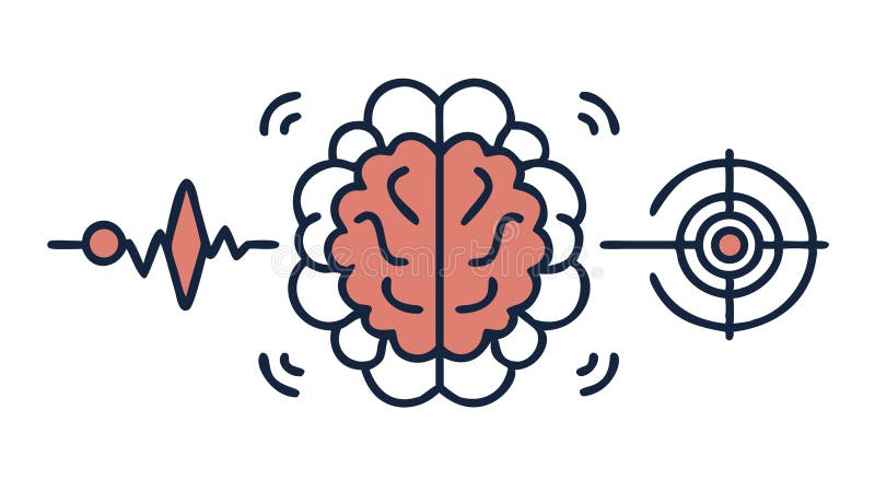 Focused Thinking Brain with a Target Icon, Vector Design Generative AI ...