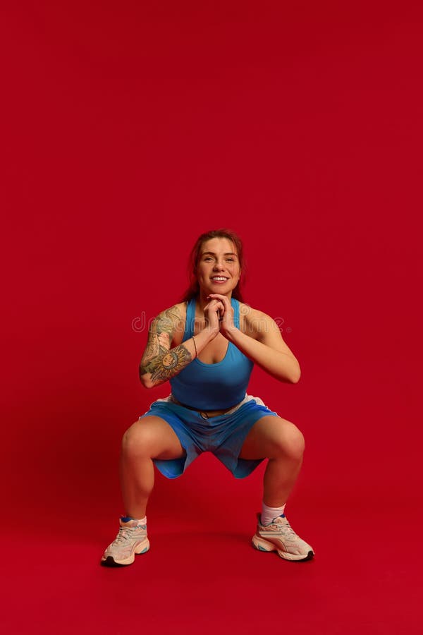 Athletic Body of a Girl in Blue Gym Suit Stock Image - Image of ...