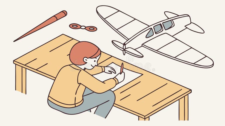 Person Designing Airplane Model, Creative Engineering, Aviation, Vector ...