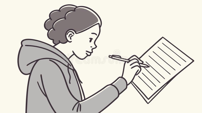 Person Writing Diligently on Paper, Vector Design Generative AI Stock ...