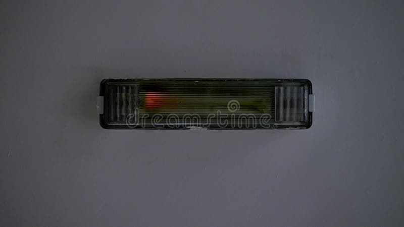 Focused View of Broken Fluorescent Daylight Lamp on Ceiling. the Lamp ...