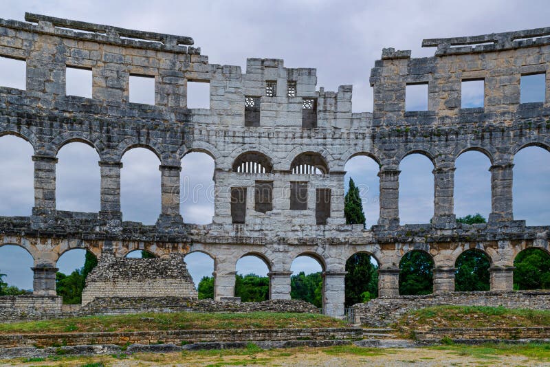 Focused View of the Circular Brickwork of Pula`s Amphitheater Stock ... Focused View of the Circular Brickwork of Pula`s Amphitheater Stock ...