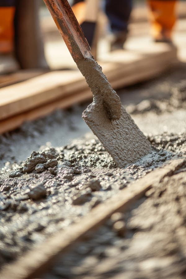 Focused View of Concrete Pouring Process during Commercial Floor ...
