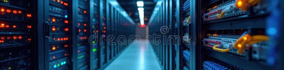 Focused View of Network Cabling in a Server Room, it, Data Center Stock Illustration ...