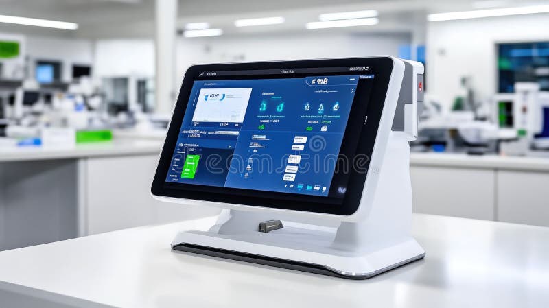 Focused View of a Scanner in Action with Shipment Details on Screen ...