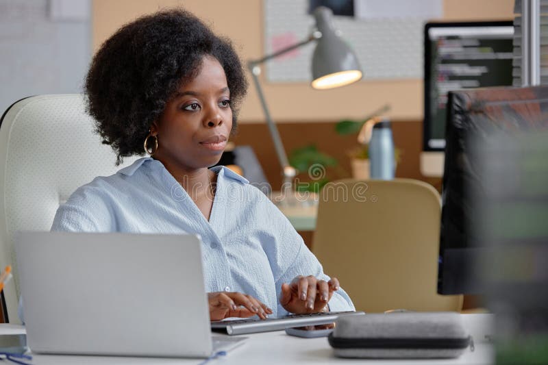 Focused Web Developer Writing Script on Keyboard Stock Photo - Image of software, calm: 327589454