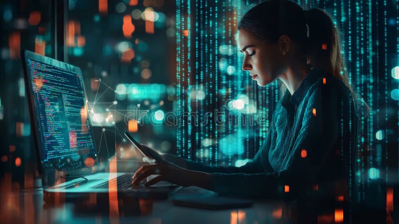 Focused Woman Coding Computer Data Visualization Stock Photos - Free & Royalty-Free Stock Photos ...