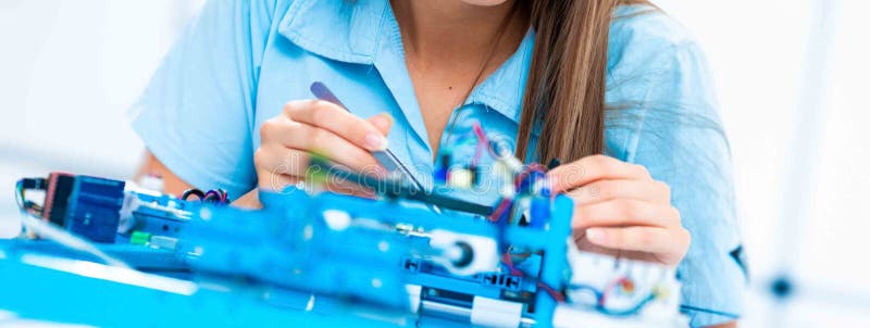 Focused Woman Using Science and Technology in Industry Stock Photo ...
