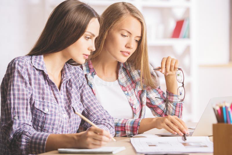 Focused Women Working on Project Stock Image - Image of communication ...