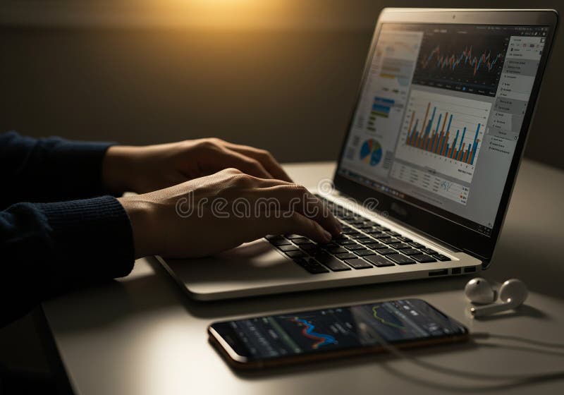 Focused Work Session: Data Analysis on Laptop and Mobile Devices ...