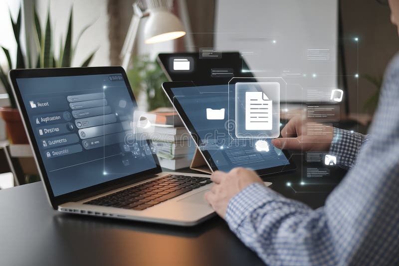 Focused Worker Handling Digital Tasks Stock Image - Image of creativity ...