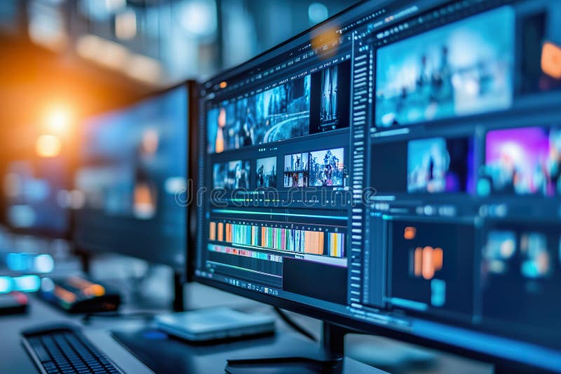 Focused Workspace with Multiple Monitors Displaying Project Interfaces ...