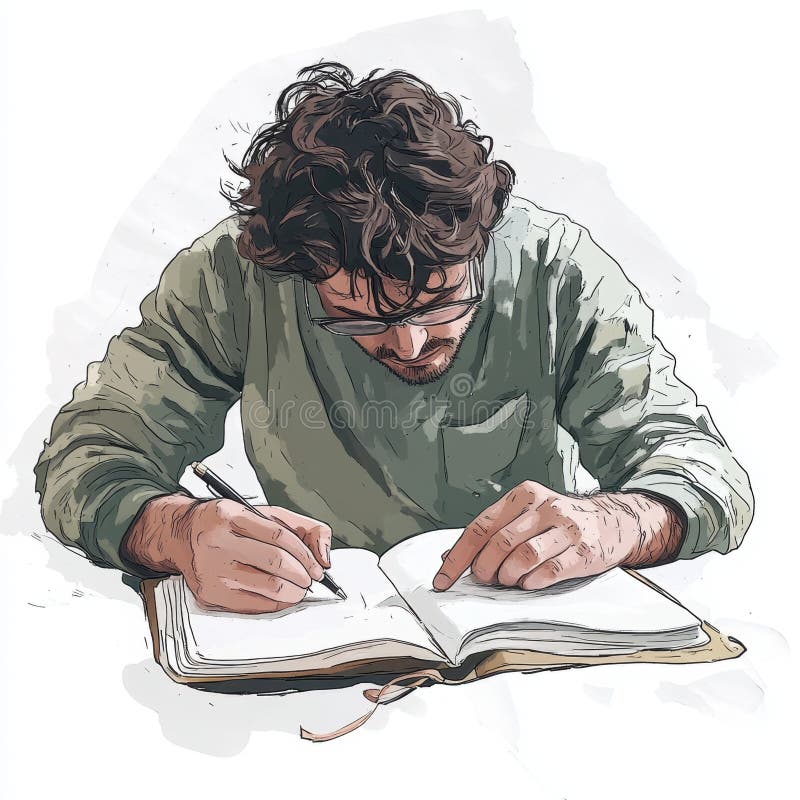 Focused Writer Taking Notes Reading Diary Notebook Stock Photos - Free ...