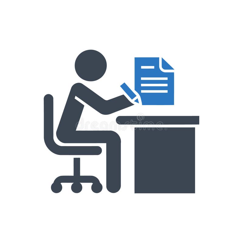 Focused Writing Desk Icon stock vector. Illustration of symbol - 349983560