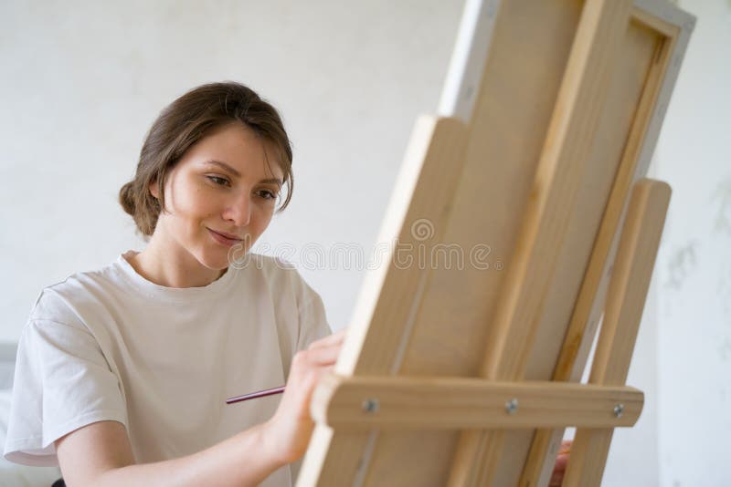 Focused Young Artist Works. Work for Yourself Stock Photo - Image of ...
