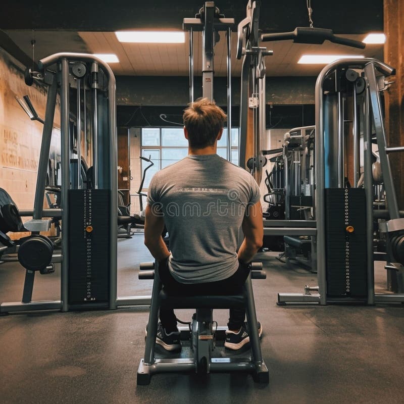 Focused Young Male Exercising in a Gym Setting, Showing Determination ...