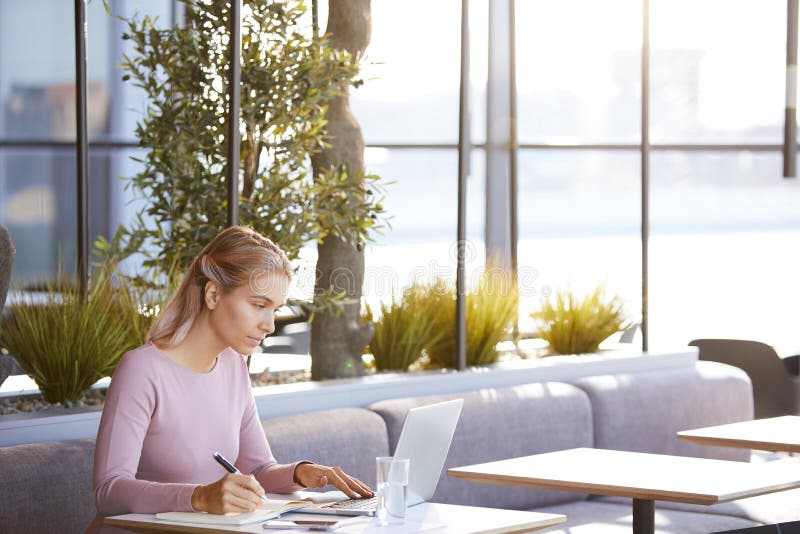 Writing Down Data of Internet Research Stock Image - Image of working ...